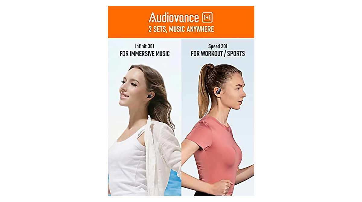 Audiovance 2 Sets Wireless Earbuds for iPhone & Android