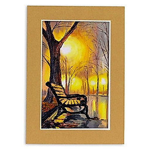 6x10 Mat Bevel Cut for 4x8 Photos - Acid Free Rattan Beige Precut Matboard - For Pictures, Photos, Framing - 4-ply Thickness