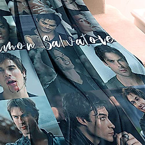 Character Blanket Vampire Throw Blankets Flannel Gifts for Girlfriend Fans Followers Travel Camping Home Office Soft Cozy Plush 130x150 Black 50x60