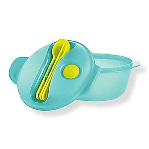 Tupperware Crystalwave Hot Food on The Go Set with Plus Stain Guard - Microwave Reheatable - 6.25 Cup Food Storage Container with Fork, Knife & Spoon - Liquid & Airtight! (Black)