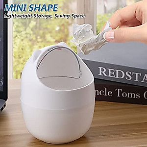 SENTOP Cute Desktop Trash Can, Kawaii Mini Trash Bin with Shake Lid, Garbage Storage Bucket for Desk Car Office Kitchen (Blue)