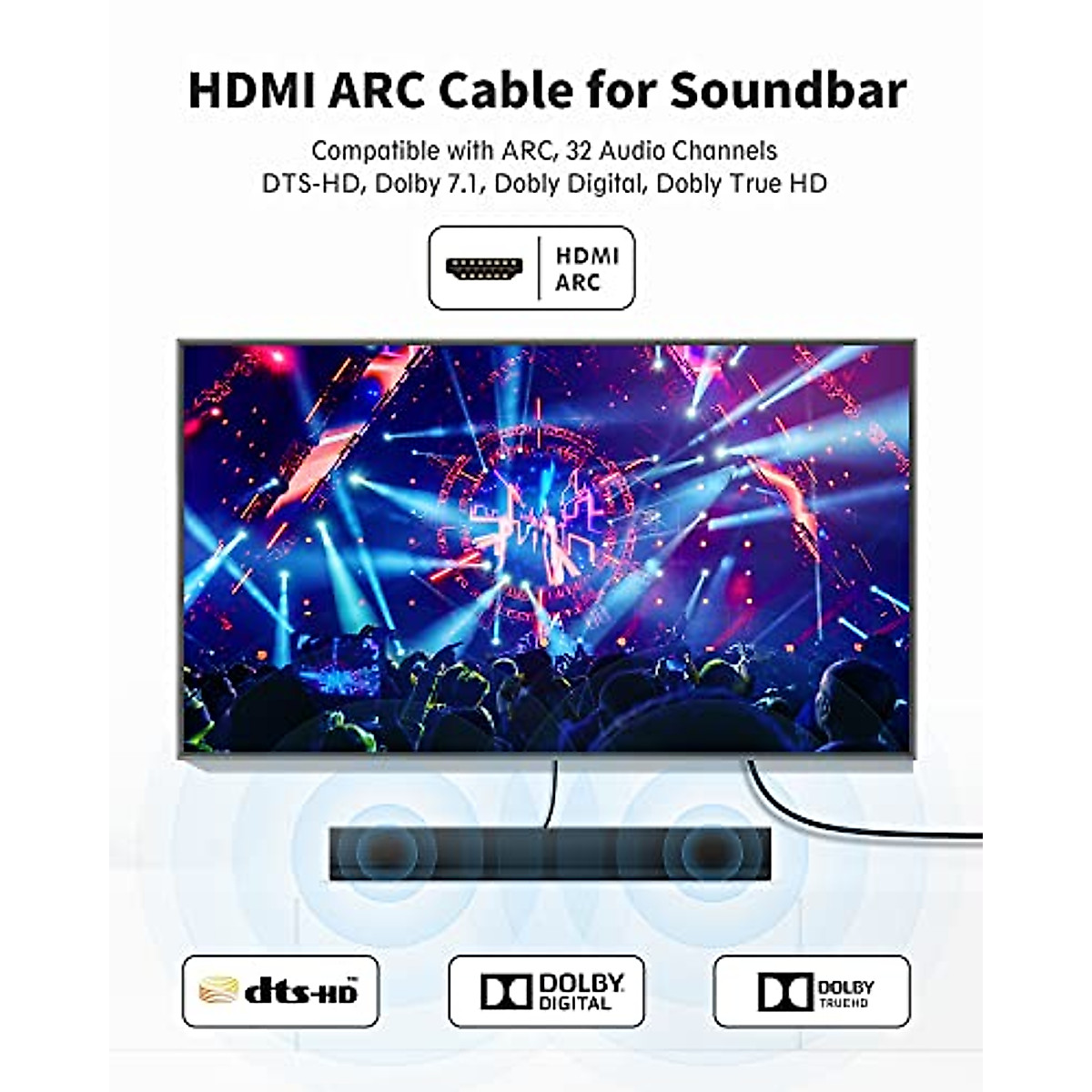 Silkland 4K HDMI ARC Cable for Soundbar, 4K 60Hz HDMI 2.0 Cable 6.6ft, (18Gbps, ARC, HDCP 2.2, HDR, 3D), High Speed 4K Ultra HD, Compatible for Samsung, Vizio, Sono, Bose, LG Sound bar, UHD TV, Red