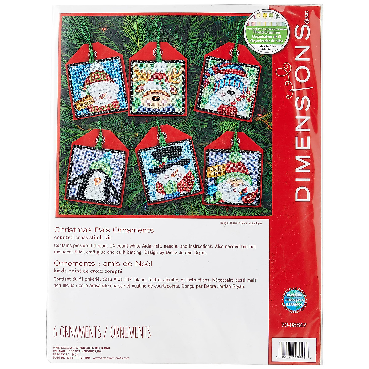 Dimensions Counted Cross Stitch Christmas Pals Ornament Kit, 6 pcs