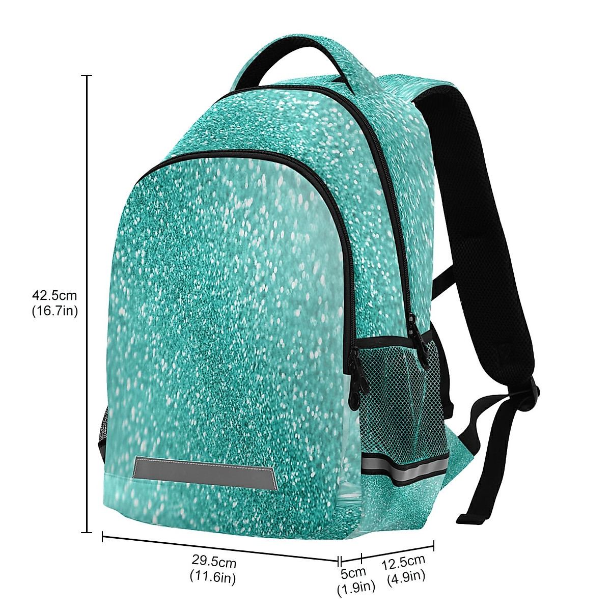 Eionryn Teal Turquoise Sparkle Backpack Aqua Green Laptop Backpacks Book Bags Water Resistant Daypack Durable College Shoulder Bag Sports Travel Day Pack