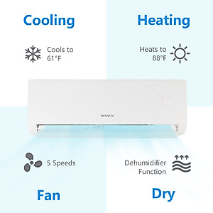 ROVSUN 18,000 BTU Ductless Mini Split AC/Heating System, 230V / 19 SEER Split-System Wall Air Conditioner Pre-Charged Inverter Heat Pump with 16ft Installation Kit (1 set)