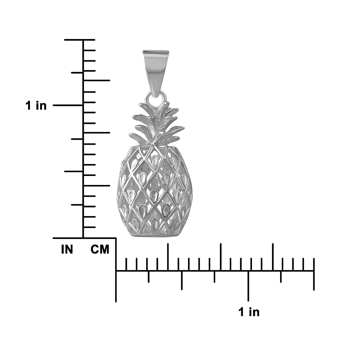 Sterling Silver Large Pineapple Pendant Necklace, 16+2" Extender