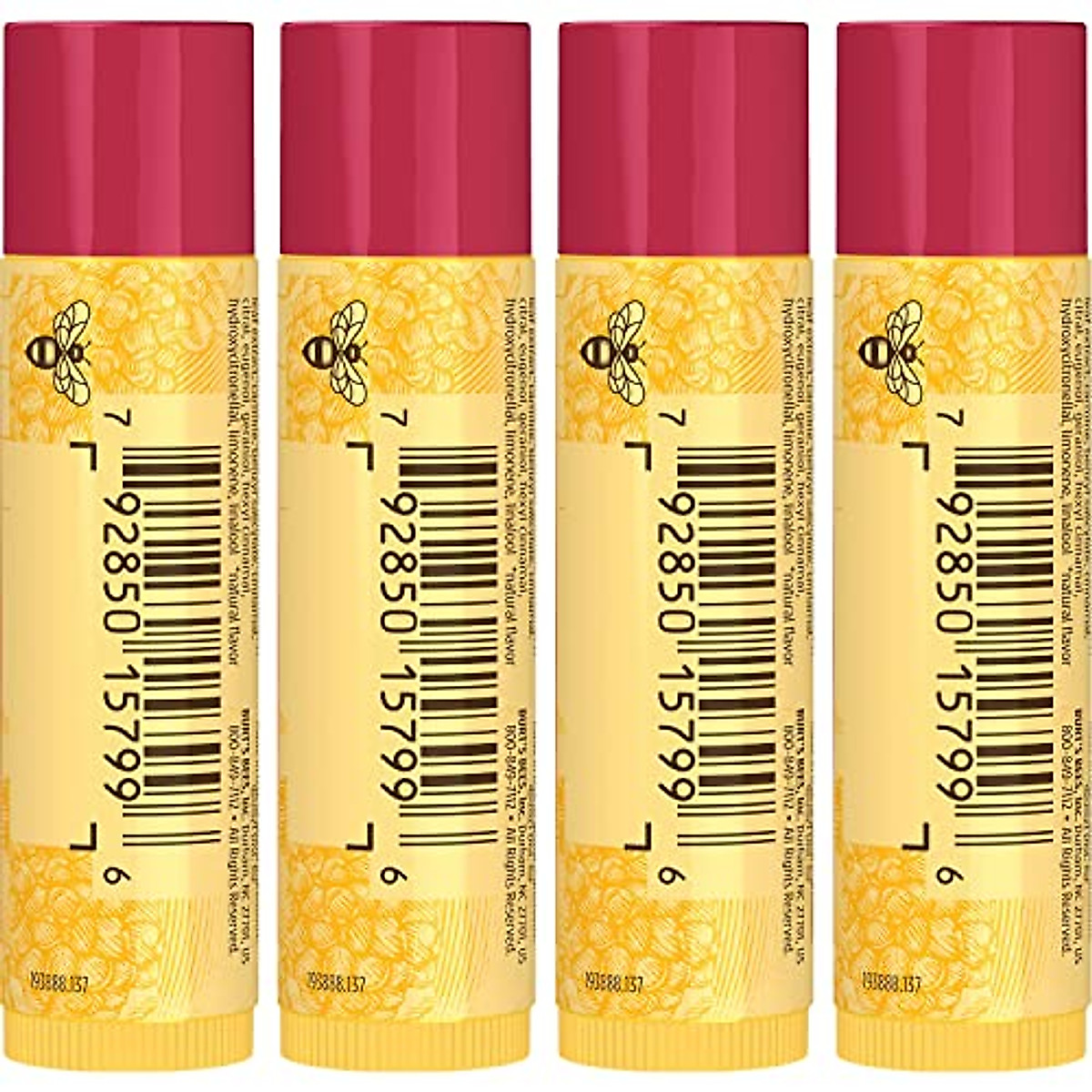 Burt's Bees Lip Balm - Pomegranate, Lip Moisturizer With Responsibly Sourced Beeswax, Tint-Free, Natural Origin Conditioning Treatment, 4 Tubes, 0.15 oz.