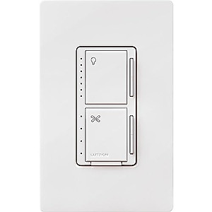 Lutron Maestro Fan Control and Light Dimmer for Dimmable LEDs, Incandescent, and Halogen Bulbs, Single-Pole, MACL-LFQ-WH, White (2-Pack)