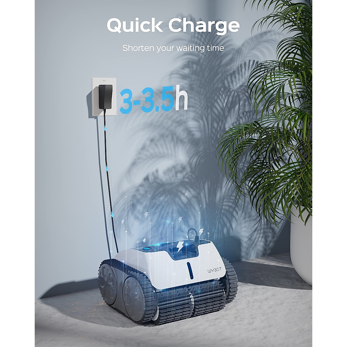 WYBOT Cordless Robotic Pool Cleaner, Ultra Strong Suction, Wall Climb Pool Vacuum with Intelligent Route Planning, Lasts 110Mins, Triple-Motor, Ideal for In-Ground Pools Up to 60 Feet (Black) (WY004)