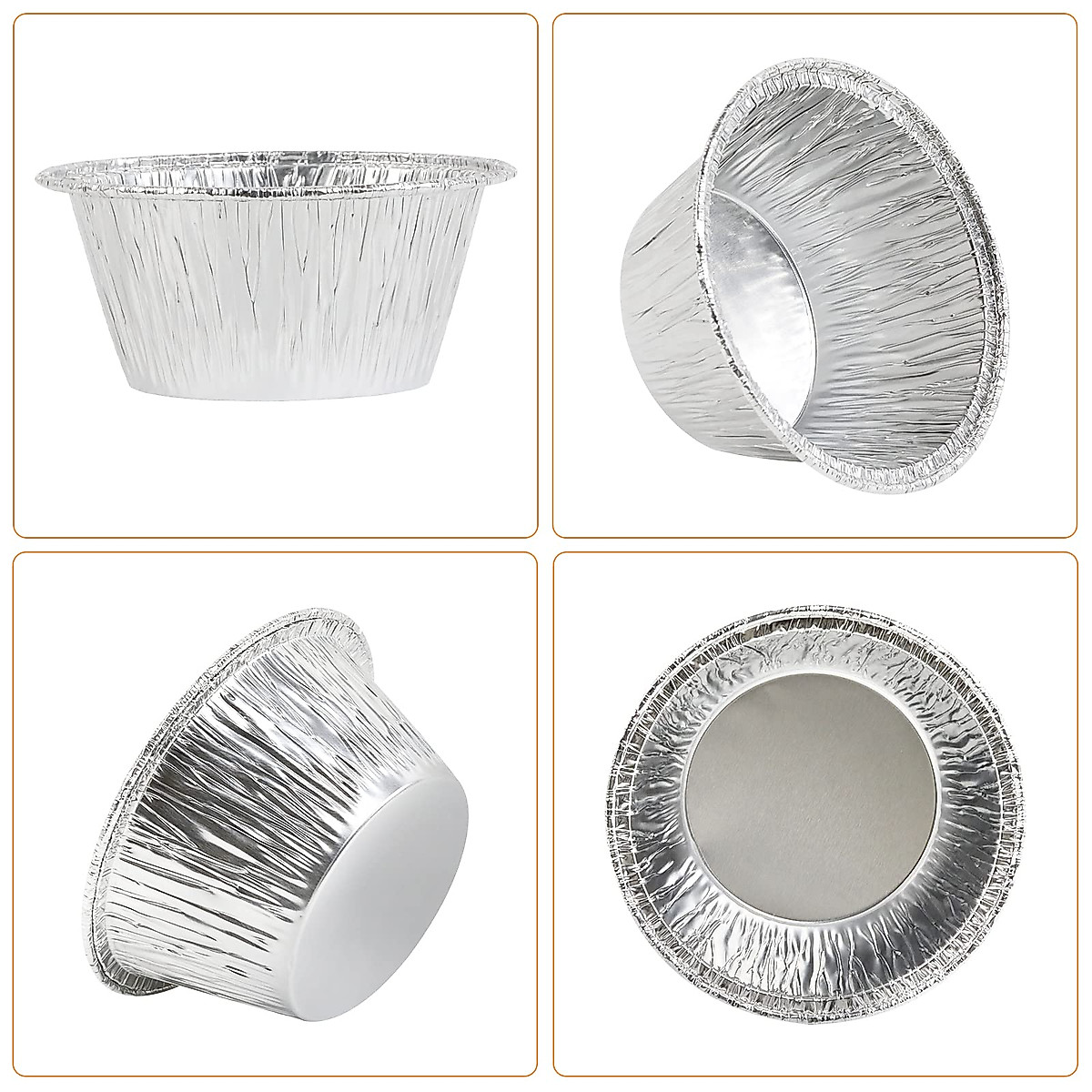 Mateebake Aluminum Foil Baking Cups, Disposable Ramekin 3 Oz Silver Foil Cupcake liners, 200 Pcs Aluminum Baking Cups Egg Tart Liners for Baking, Cupcake, Pudding, Muffin , Creme Brulee