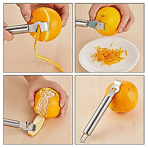 4 Pieces Lemon Zest Peeler for Cocktails Stainless Steel Orange Rind Peeler Tool Orange Citrus Twist Peeler with Channel Knife Kitchen Accessories Knife Tool for Kitchen Gadgets