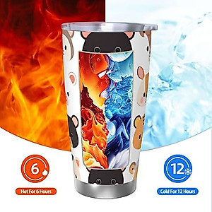 AYCZN Cute Animal Zoo 20 OZ Tumbler Stainless Steel Travel Coffee Mug, Tiger Bear Giraffe Insulated Water Bottle with Lid and 2 StrawsLeakproof Thermal Cup