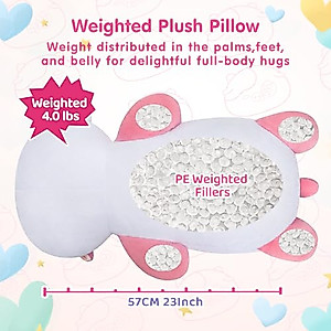 Weighted Stuffed Animals 4.0 Lbs – Weighted Strawberry Cow Plush, Weighted Plush Animals for Kids, Cow Weighted Pillow, Birthday Gifts for Women, Girls and Males (23 inch)