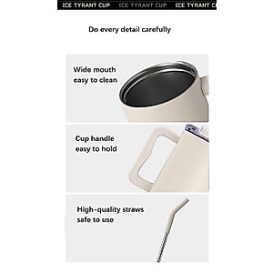 TLINNA 40oz Stainless Steel Vacuum Insulated Tumbler with Lid and Straw for Water, Iced Tea or Coffee, Smoothie and More (Gream White, 40 oz)