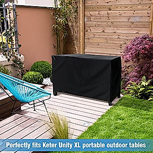PAMASE 54" Outdoor Prep Table Cover for Keter Unity XL Portable Table Storage Cabinet, Waterproof Heavy Duty BBQ Grill Table Cover (Black)
