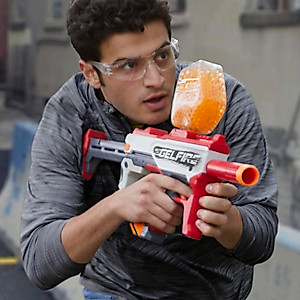 Nerf Pro Gelfire Mythic Full Auto Blaster & 10,000 Gelfire Rounds, 800 Round Hopper, Rechargeable Battery, Eyewear, Ages 14 & Up