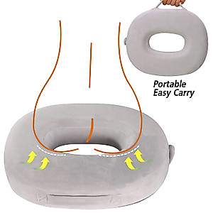 CLRUPR Memory Foam Seat Cushion - Donut Cushion for Haemorrhoid and Piles Sufferers, Suitable for Wheelchair, Car Seat, Office Or Outdoor (Gray)（14.9 * 12.5 * 2.6inch）