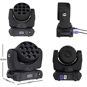 SHEHDS Moving Head Light Beam Wash LED 12x12W RGBW 4in1 DJ Lights Lighting Professional 9/16 Channels DMX512 Sound Activated Strobe Effect Stage Lights for Christmas Events Night Clubs Disco KTV Bar