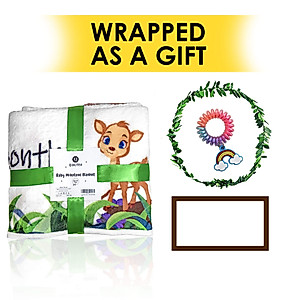 Qualitish Baby Monthly Milestone Blanket Boy Girl, Unisex baby milestone blanket | 40X50 inch Large Premium Extra Soft, Cozy Minky Fleece | Newborn Month Photo Blanket with Wreath Frame and Wrist Band