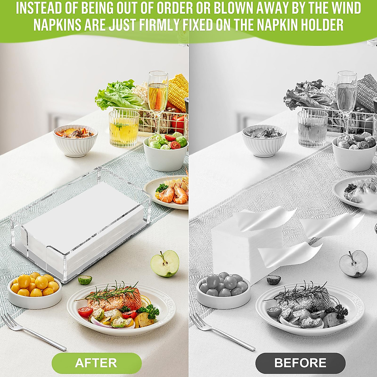 Fengzhe Acrylic Guest Towel Napkin Holder, Clear Bathroom Paper Hand Towels Storage Tray, Disposable Paper Towel Holder for Bathroom, Kitchen, Parties, Weddings, and Various Events .8.5''x4.9''x2.4''