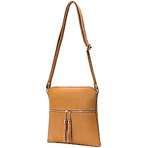 Solene Womens Lightweight Medium Crossbody Purse with Tassel, Perfect Size Crossbody Bags for Daily Use, travel - LP062 (MUSTARD)