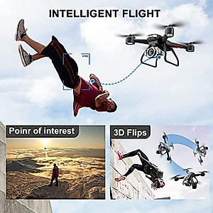 DRONEEYE 4DV14 Drone with Camera for Adults 1080P,FPV HD Live Video RC Quadcopter for Kids Beginners Toys,Altitude Hold,Gravity Sensor,Trajectory Flight,3D Flip,Gesture Control, Voice Control,2 Batterys