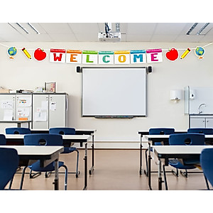 WaaHome Welcome Banner for Classroom Decorations, Pencil Welcome Back to School Bulletin Board Cutouts Set for Kindergarten Elementary Middle School Classroom Party Decorations Favors Teacher Supplies