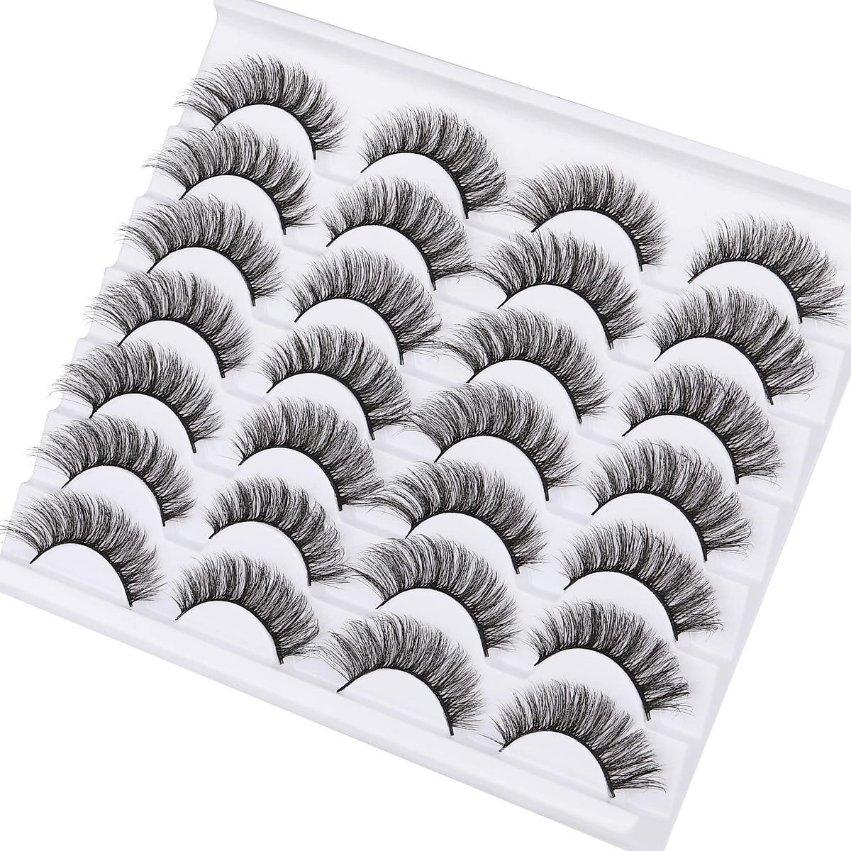 Newcally Lashes Mink Natural Look Cat Eye Wispy False Eyelashes Fluffy Volume Long Fake Eye Lashes Pack 3D Strip Faux Mink Eyelashes 14 Pairs