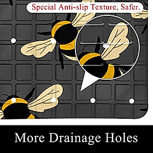 Non-Slip Bathtub Mats Cute Bumble Bee on Grey Background Prints Soft Bath Tub Bathroom Shower Mat for Baby and Adults, Machine Washable