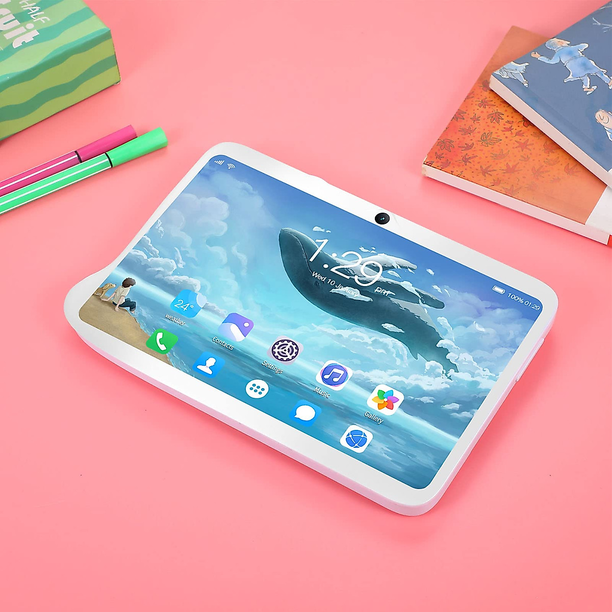 Zopsc 7in Kids Tablet for 10.0 2.4G/5G Dual Screen WiFi Smart Tablet 4GB 32GB MT6592 Octa Core 5000mAh 1960 1080 500W 800W. (White)