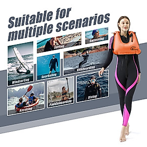 Rrtizan Snorkel Vest, Adults Portable Inflatable Swim Vest Jackets for Snorkeling Swimming Diving Safety(Orange)