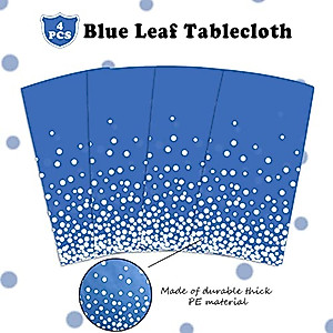 54" x 108" 4 Pack Navy Blue and Silver Tablecloth, Silver Navy Blue Table Cover, Plastic Confetti Tablecovers Rectangle Tables, Birthday Wedding Anniversary Party Supplies (4)