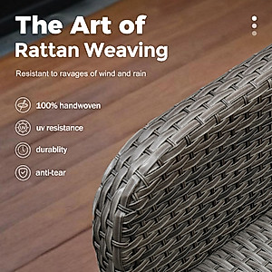 2 Pieces Wicker Patio Chairs - Outdoor Rattan Chairs Set of 2,All-Weather PE Wicker Dining Chair Set with High Back and Deep Seating for Deck Porch,Light Grey