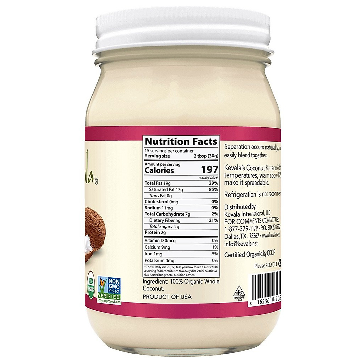 Kevala Organic Coconut Butter 16oz