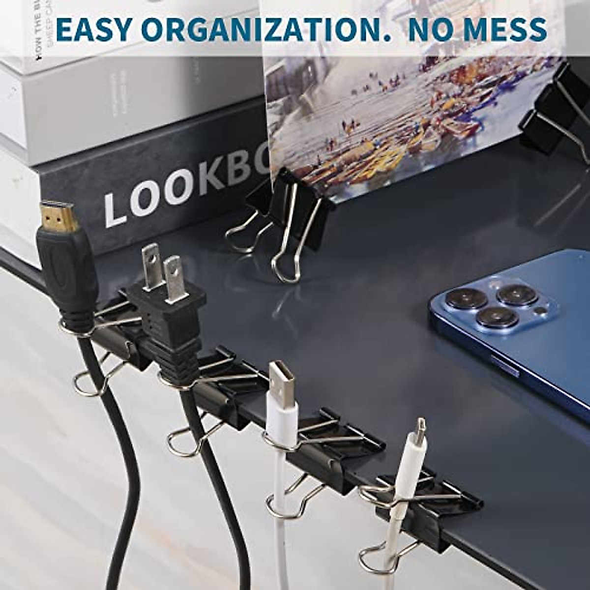 25 Pack Medium Binder Clips Paper Clamps for Paper, Universal Black Paper Clips of for Home, Office and School Use, Medium Size (1.25 Inch)