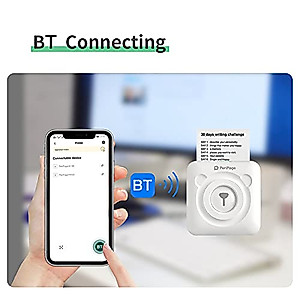 BISOFICE A6 Mini Pocket Printer HD 304DPI Wireless BT Thermal Printer Picture Photo Receipt Paper Printer Sticker AR Photo Function Inkless Printing Compatible with Android iOS Smartphone Windows