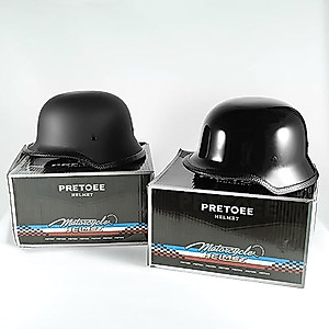 German Style Motorcycle Helmet, DOT Approved Half Face Helmets for Men Women, Adult Retro Black Half Shell Moped Helmet… (XX-Large, Matt Black)