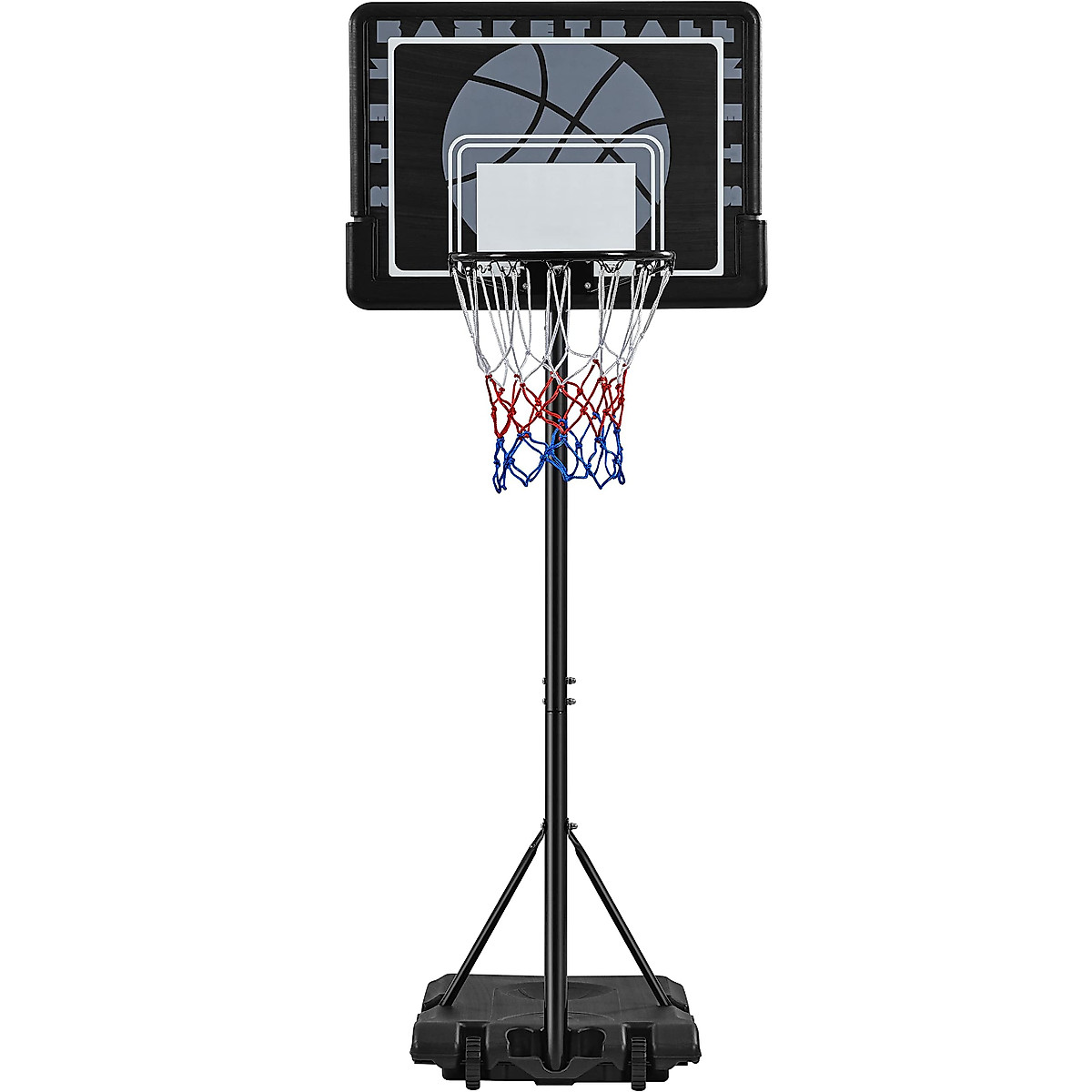 Topeakmart Portable Basketball Hoop System Free Standing Basketaball Goal Set 7.7ft-8.7ft Baskatball Net Stand with 32'' PE Backboard & Fillable Base