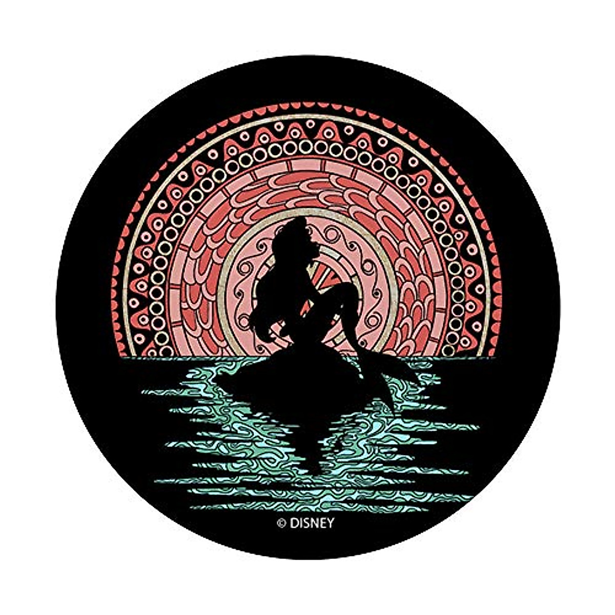 Disney Little Mermaid Silouhette Colorful Henna Sunset PopSockets PopGrip: Swappable Grip for Phones & Tablets