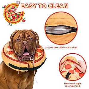 Inflatable Dog Cone Collar，Soft Protective Collar for Dogs and Cats Recovery Pet Cone, E-Collar Dog Neck Pizza Dog Cone After Surgery（No Pump）