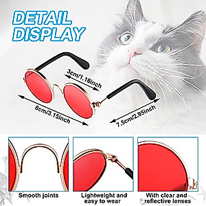 15 Pieces Small Pet Sunglasses Retro Dog Sunglasses Round Metal Puppy Sunglasses Cosplay Glasses Photo Props Eyewear for Cats and Small to Medium Sized Dogs