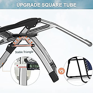 ABORON Zero Gravity Chair,Premium Outdoor Lawn Folding Lounge Chairs,Sturdy Adjustable Reclining Patio Chairs with Removable Cushion,Headrest & Tray