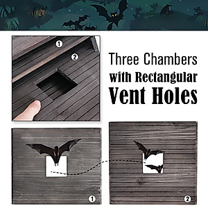 Mustry Large 3 Chamber Wooden Bat House for Outdoors – Handcraft Bat House Kit - Large Landing Pad - Easy for Landing and Roost - Your Final Step to Attract Bats!