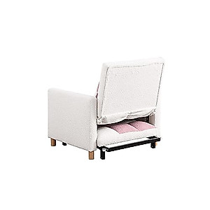 VKKILPEE Pink Convertible Sleeper Sofa Chair Bed 3-in-1 Single Bed with Pillow, Multi-Functional Adjustable Futon Couch Sleeper with Soft Teddy Fabric for Living Room Dorm Apartment Bedroom Office