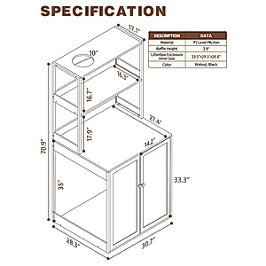 MOOLIVE Large Litter Box Enclosure Furniture for Self Cleaning Litter Box, Hidden Automatic Cat Litter Box Furniture with Shelves, Walnut