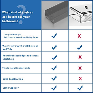 KATASKI 2 Pack Acrylic Bathroom Shelf, Wall Mounted No-Drill Thick Black Storage and Display Shelf, 15.7 in