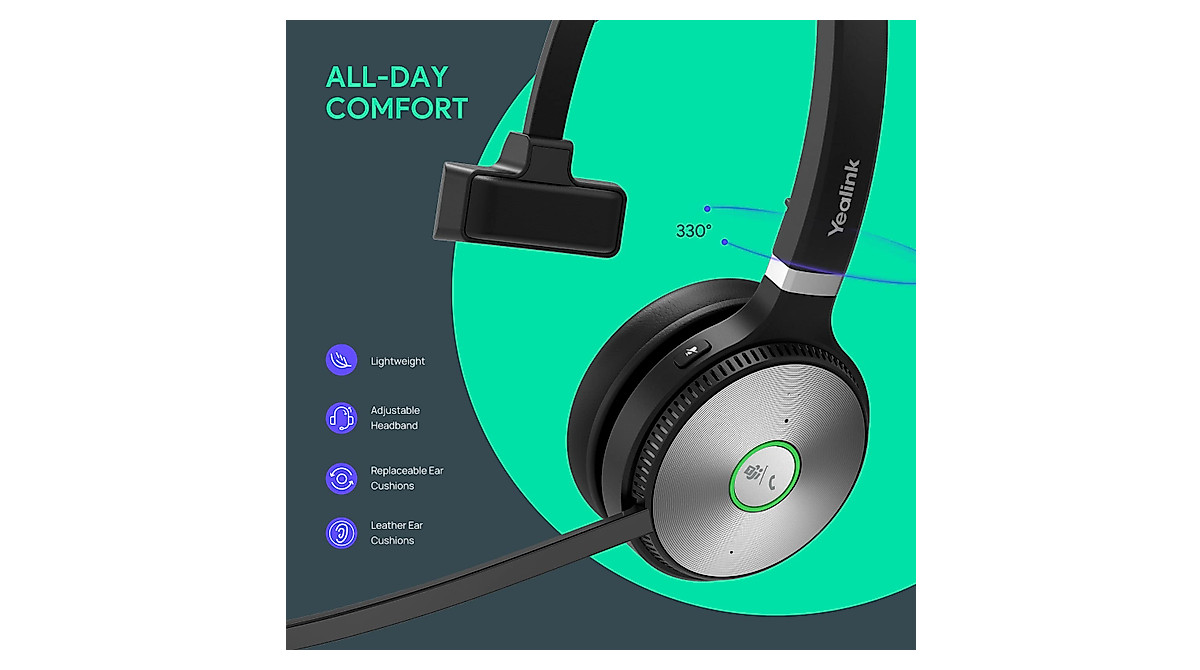 Yealink WH62 Wireless Headset - Clear Calls & Comfort