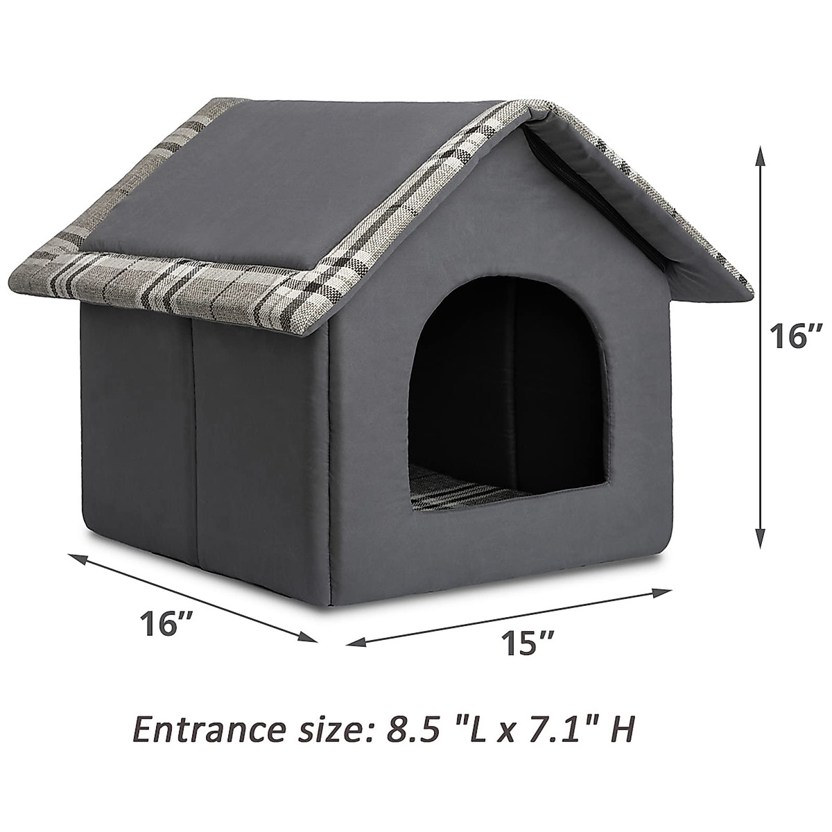 Hollypet Cozy Pet Bed Warm Cave Nest Sleeping Bed Puppy House for Cats and Small Dogs, Gray