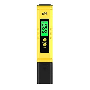 REALEGO pH Meter, Backlight pH Water Tester with 0-14 pH Measurement Range Portable 0.01 High Accuracy Pocket Size with for Hydroponics, Swimming Pools, Filtered Water Testing (Yellow)