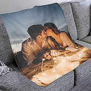 YESCUSTOM Personalized Blanket with Photo Text Custom Throw Blanket Using My Own Pictures for Christmas Family Mom Dad Dog Sisters Friends Besties Grandma Wife